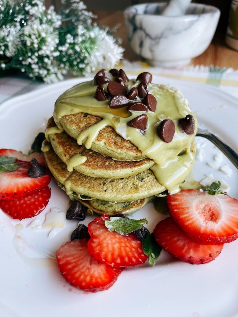 Single-serving Matcha Pancakes